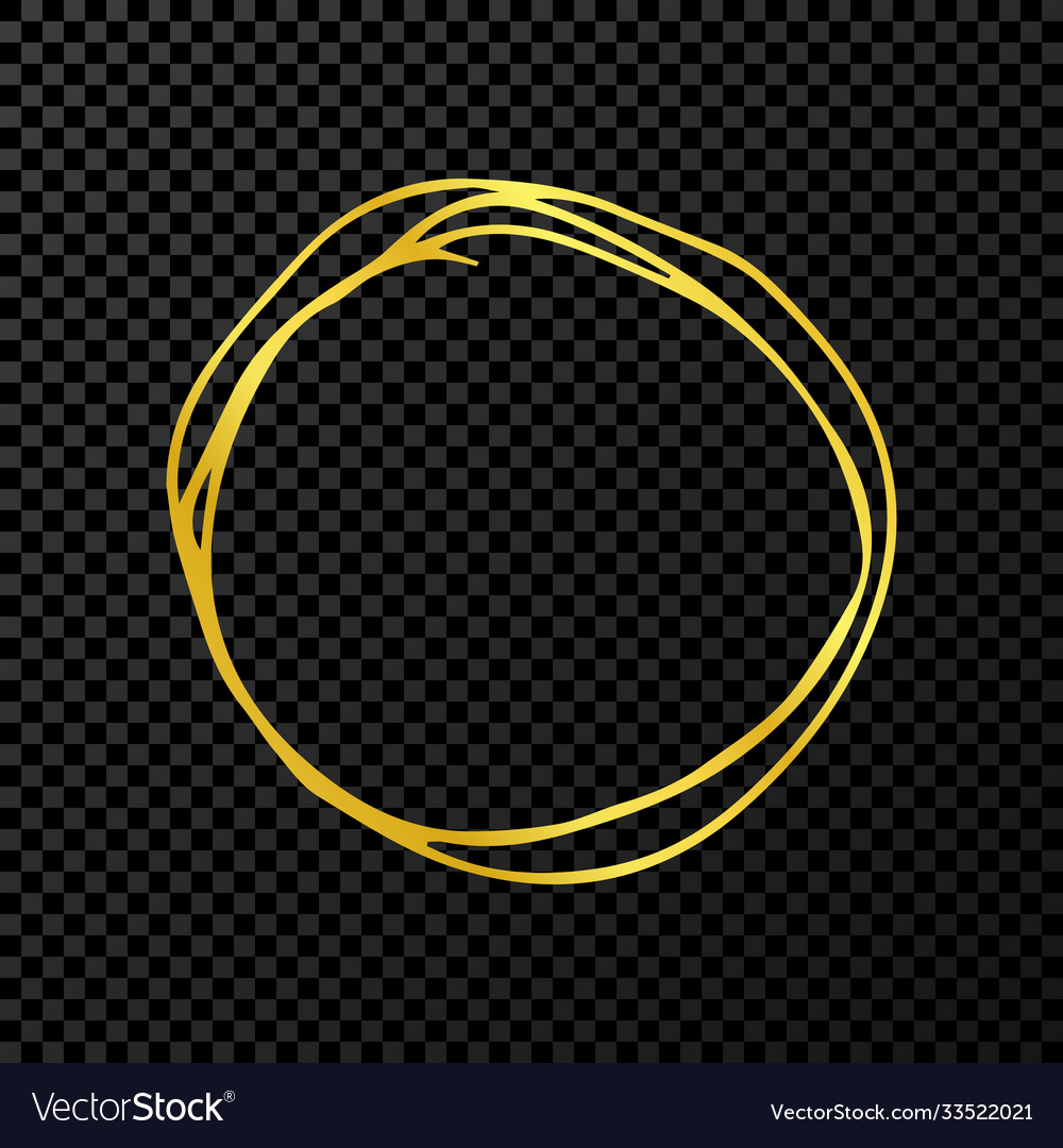Gold hand drawn scribble circle Royalty Free Vector Image