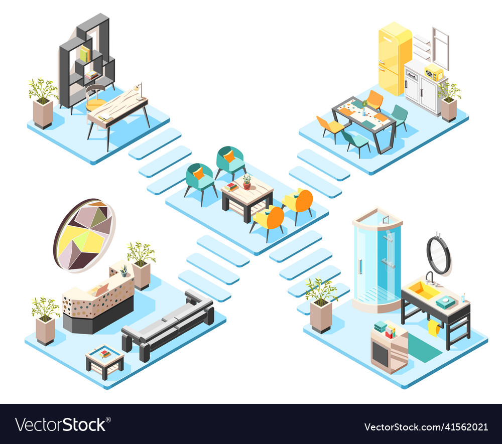 Hostel isometric design concept Royalty Free Vector Image