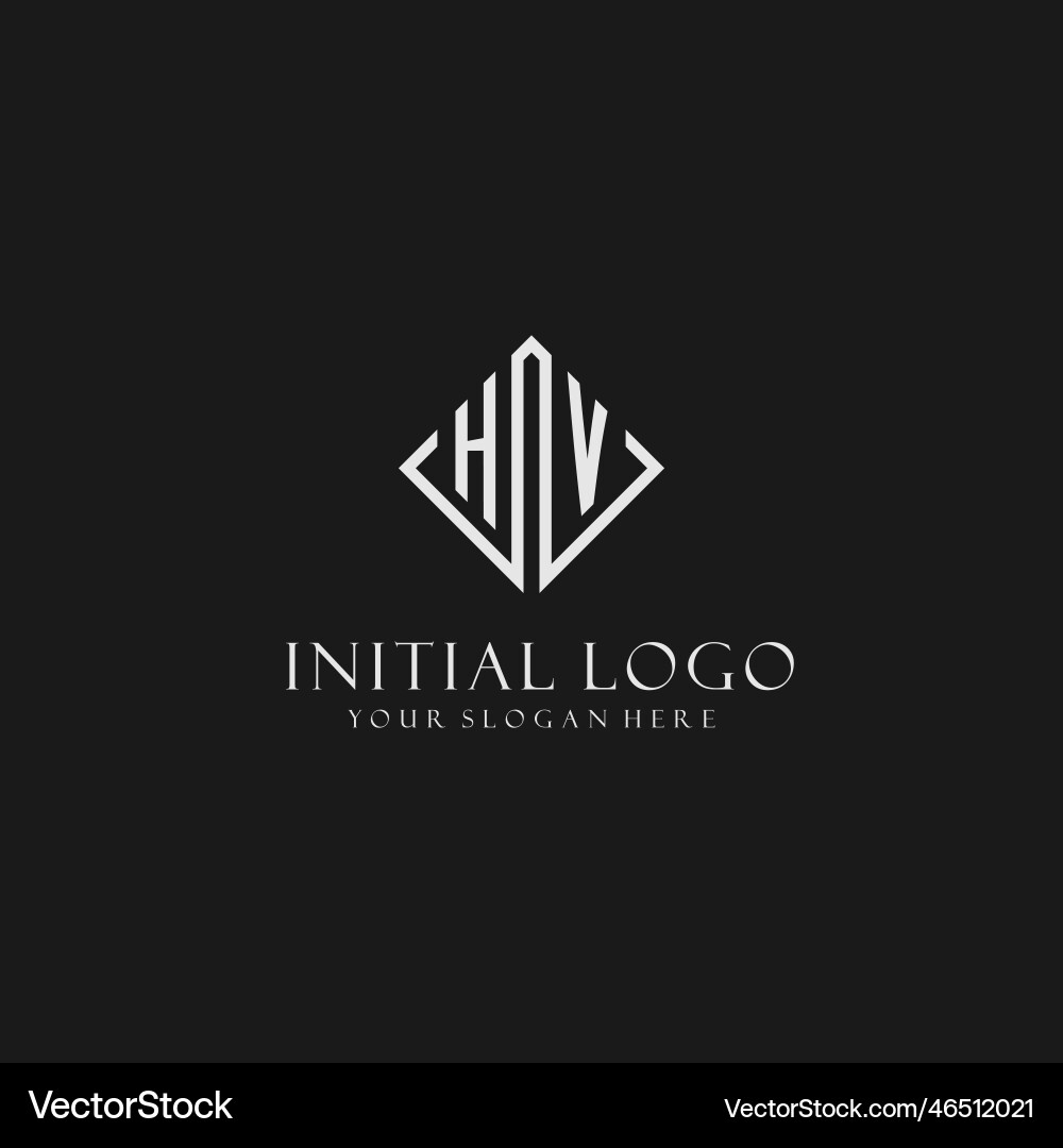 Letter hv logo with rhombus square design style Vector Image