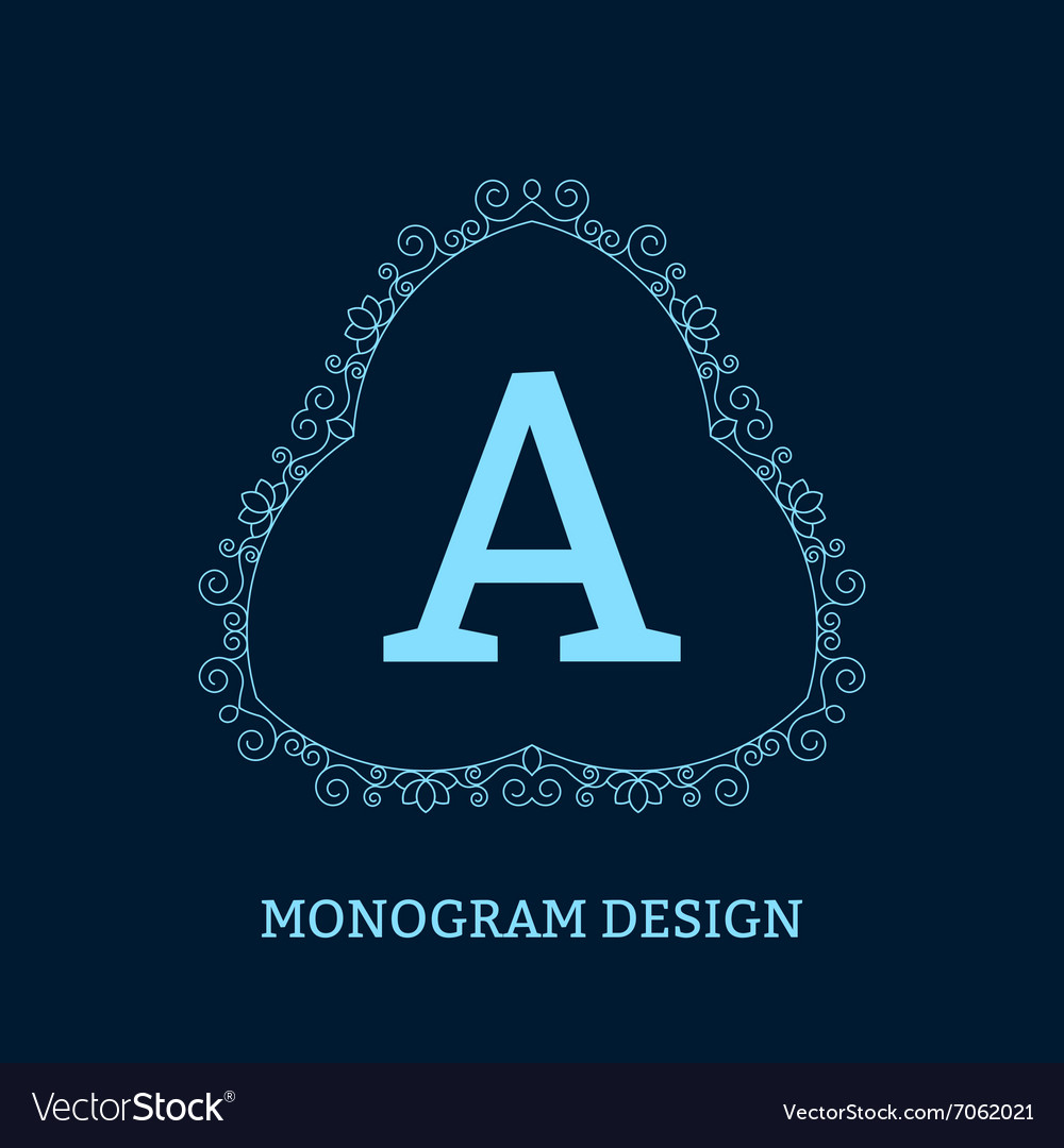 Linear blue monogram Royalty Free Vector Image