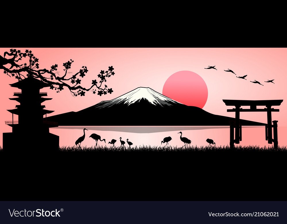Mount fuji landscape Royalty Free Vector Image
