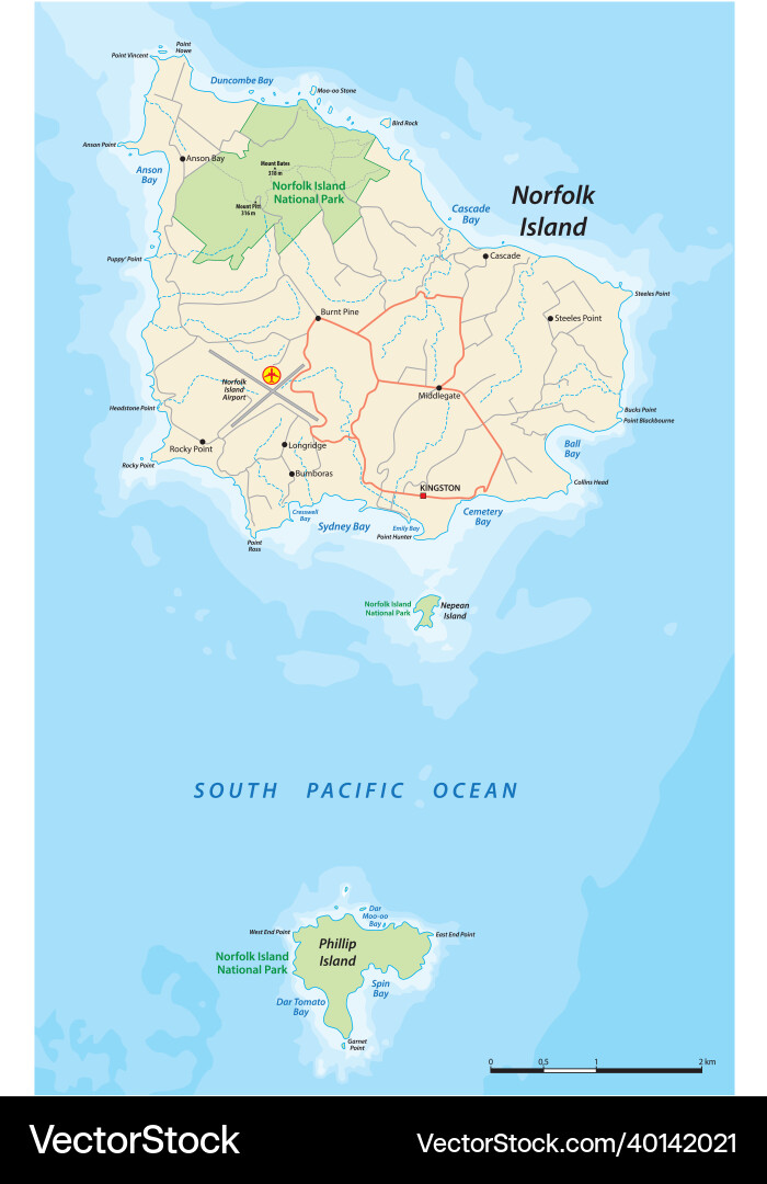 Norfolk island map australia Royalty Free Vector Image