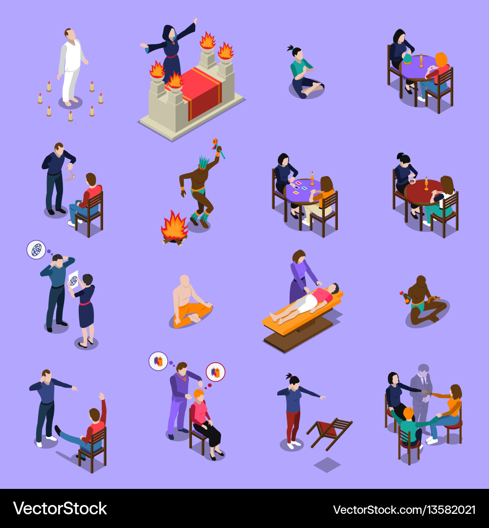 Paranormal abilities isometric set Royalty Free Vector Image