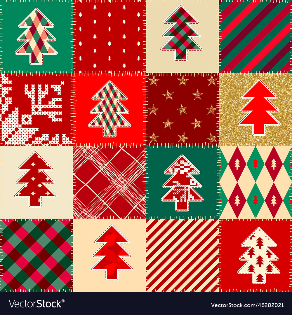 Patchwork textile pattern seamless quilting Vector Image