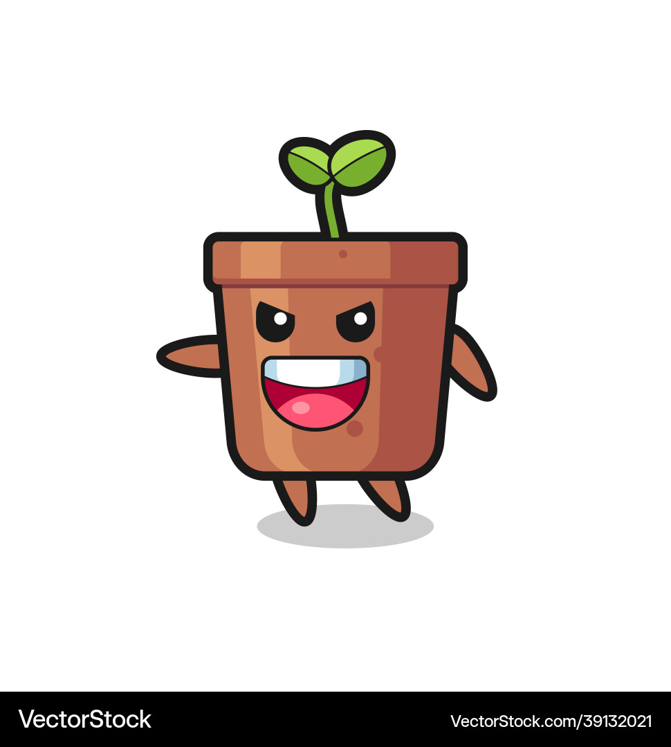 Plant pot cartoon with very excited pose Vector Image