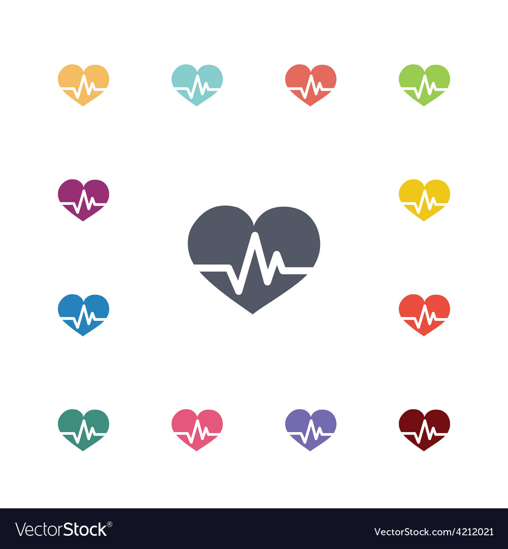 Pulse flat icons set Royalty Free Vector Image