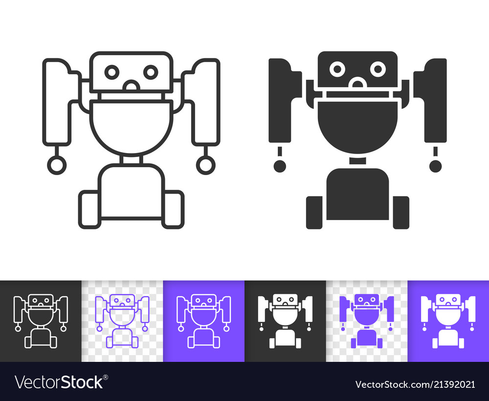 Robot simple black line icon Royalty Free Vector Image