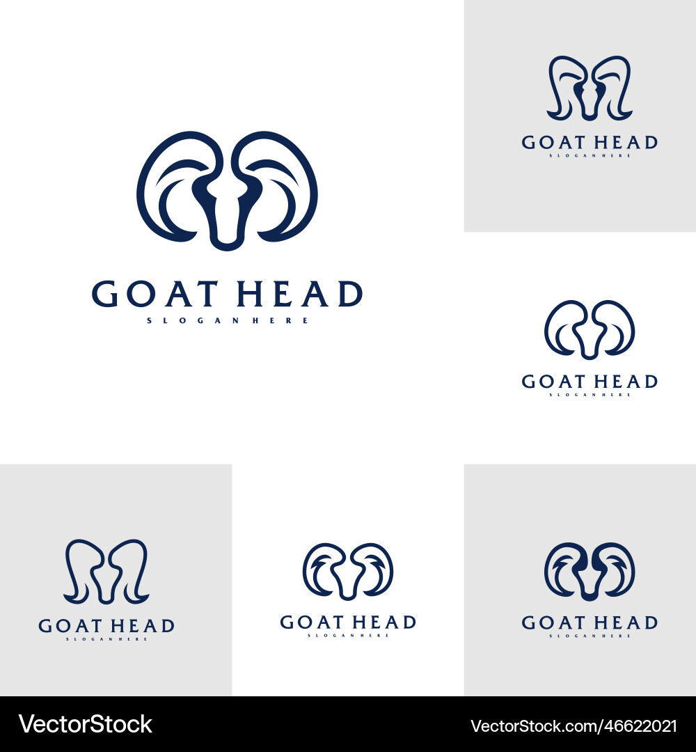 Set of goat head logo template creative goat logo Vector Image