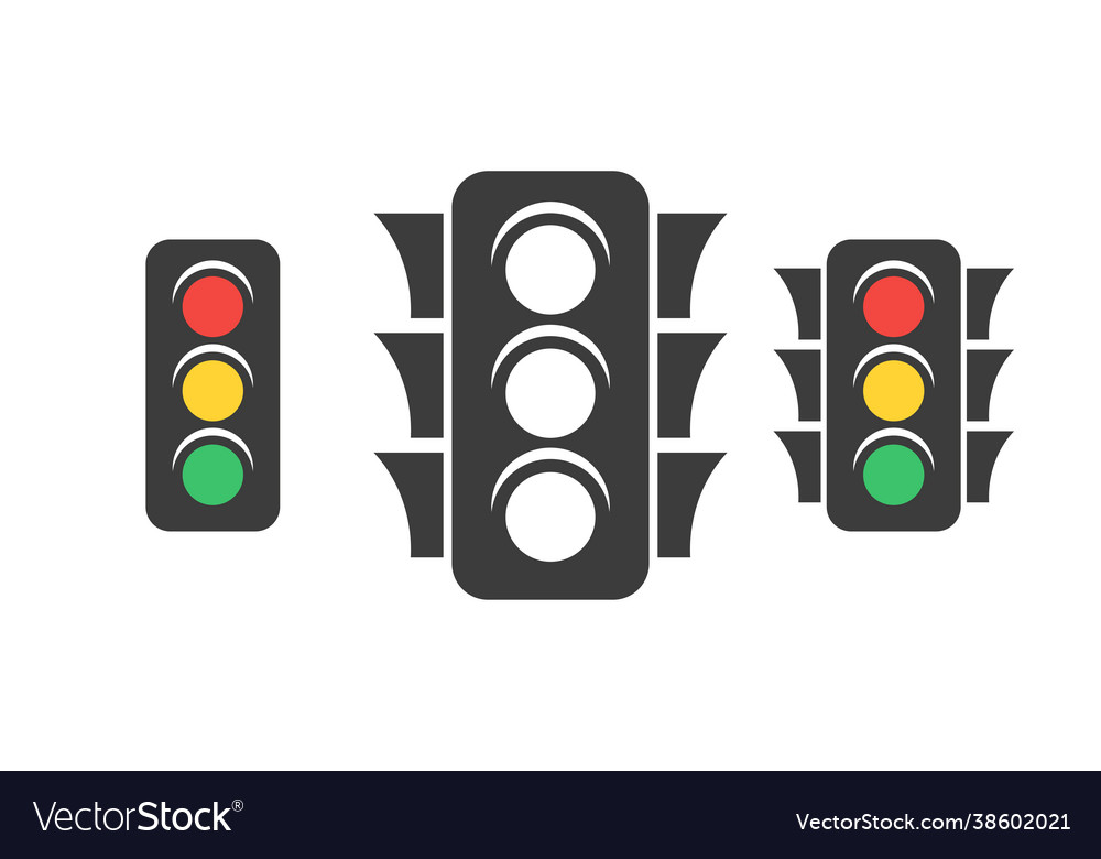 Traffic light simple icon set flat style element Vector Image