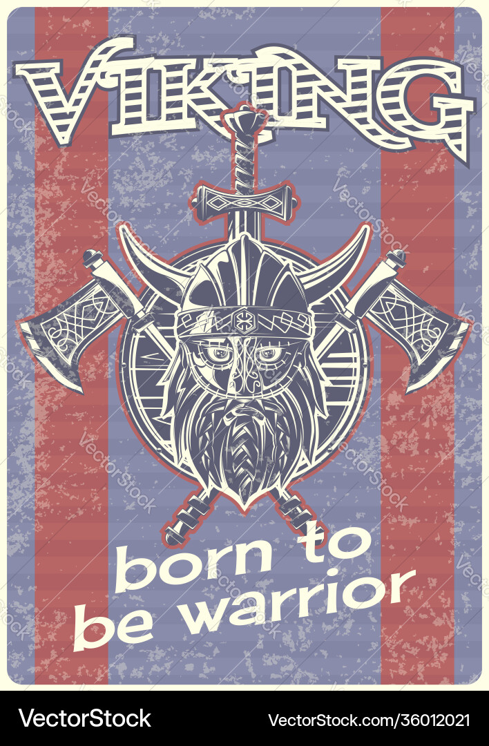 Vintage poster design with a viking axes Vector Image