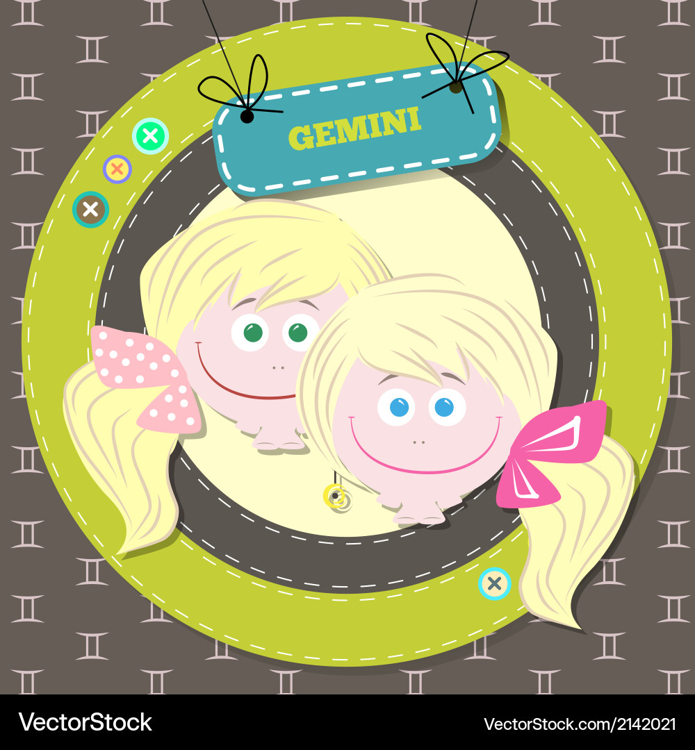 Zodiac signs collection cute horoscope - gemini Vector Image