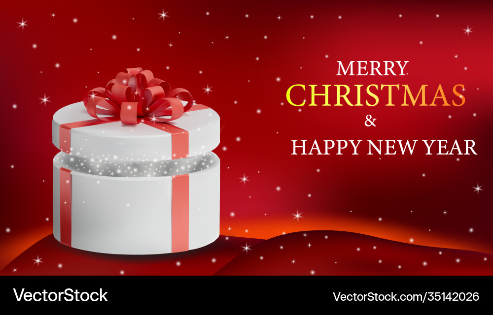 Background with open white box in a red ribbon Vector Image