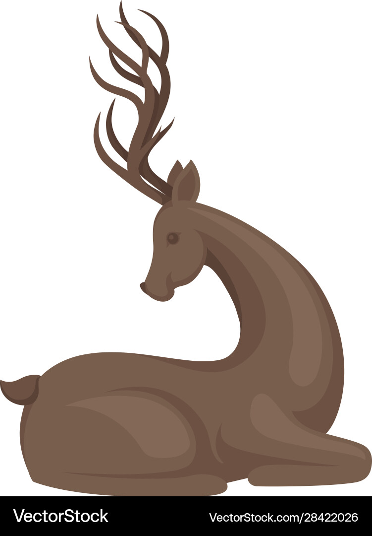 Brown deer animal in sitting pose Royalty Free Vector Image