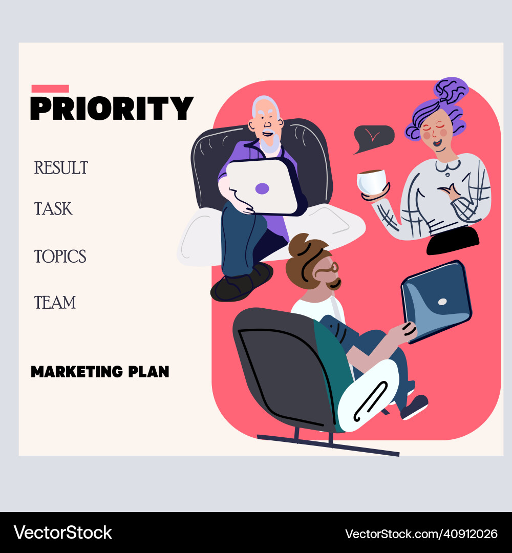 Colleagues organize priorities teamwork landing Vector Image