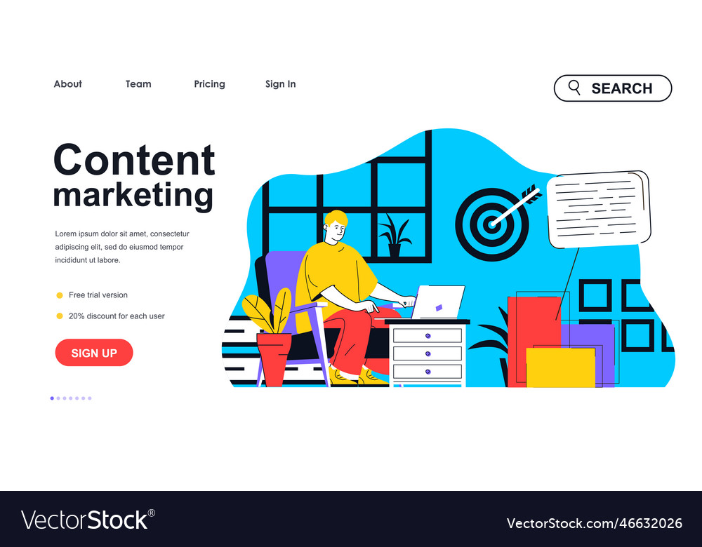 Content marketing concept for landing page Vector Image