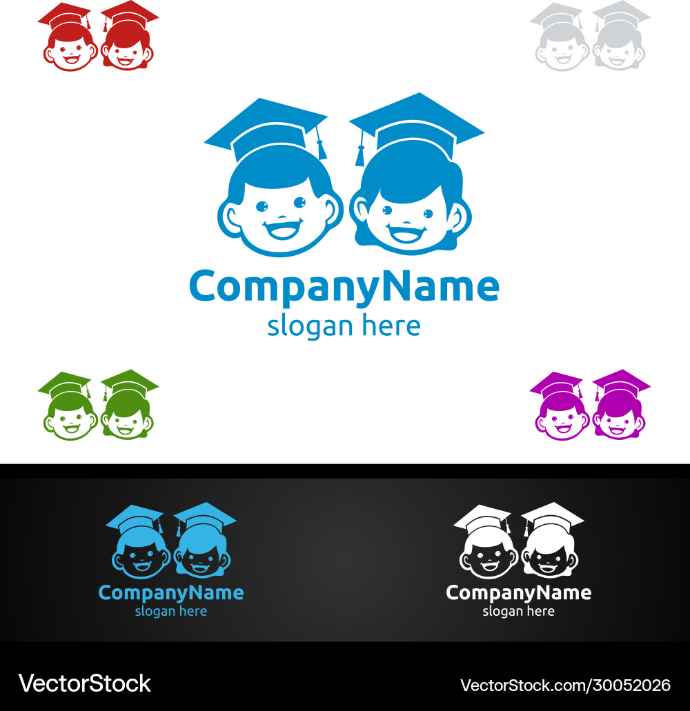 Cute baby smile logo design Royalty Free Vector Image