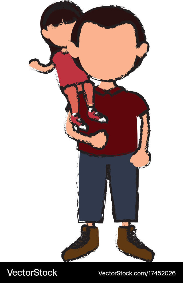 Father with daughter avatars characters Royalty Free Vector
