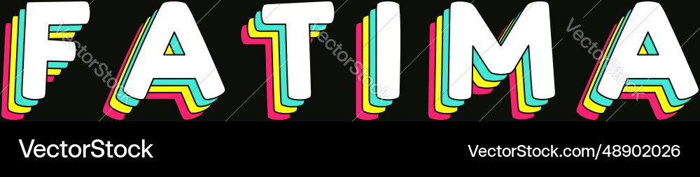 Fatima - retro rainbow typography faded style Vector Image