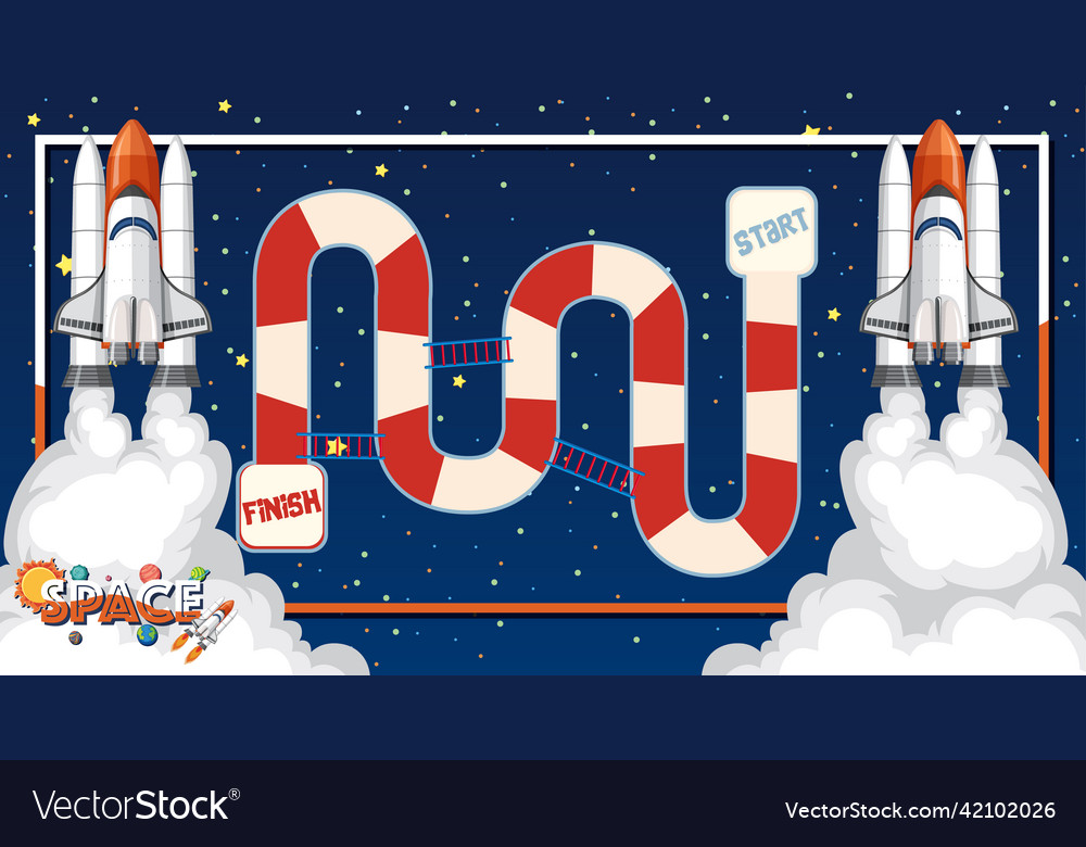 Game template with space theme background Vector Image