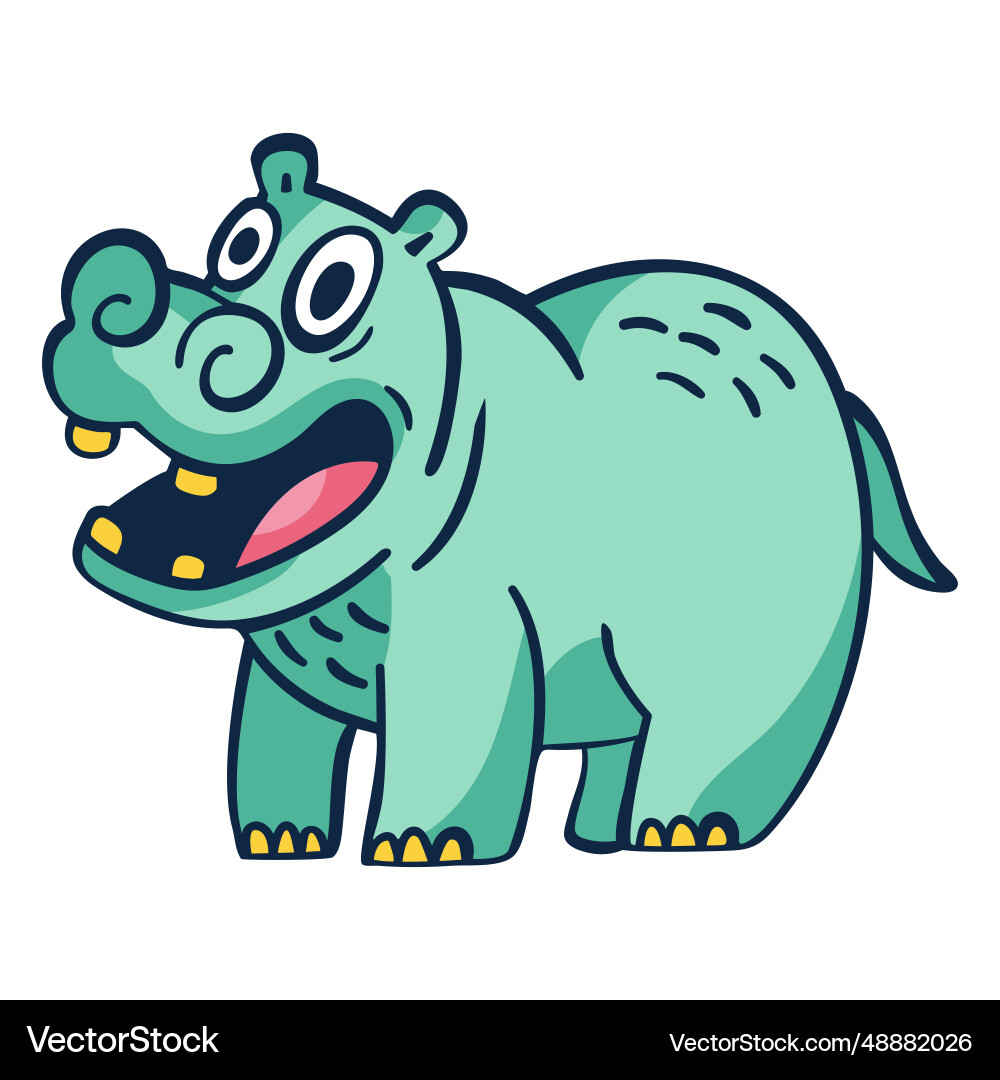 Happy hippopotamus cartoon Royalty Free Vector Image