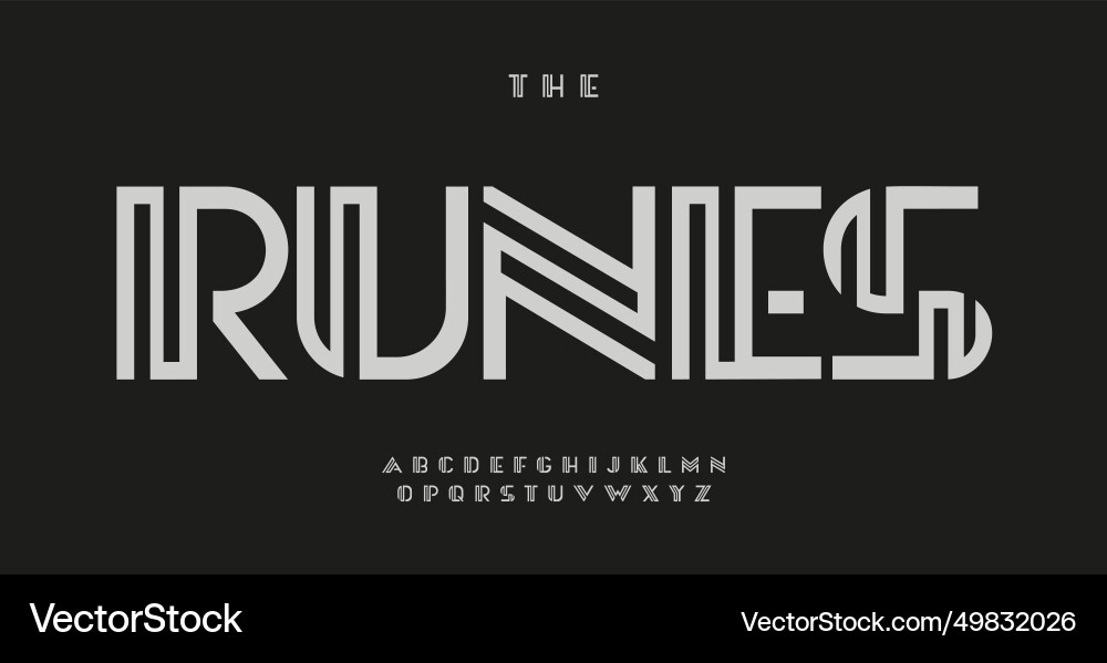 Lined blocky font innovative geometric alphabet Vector Image