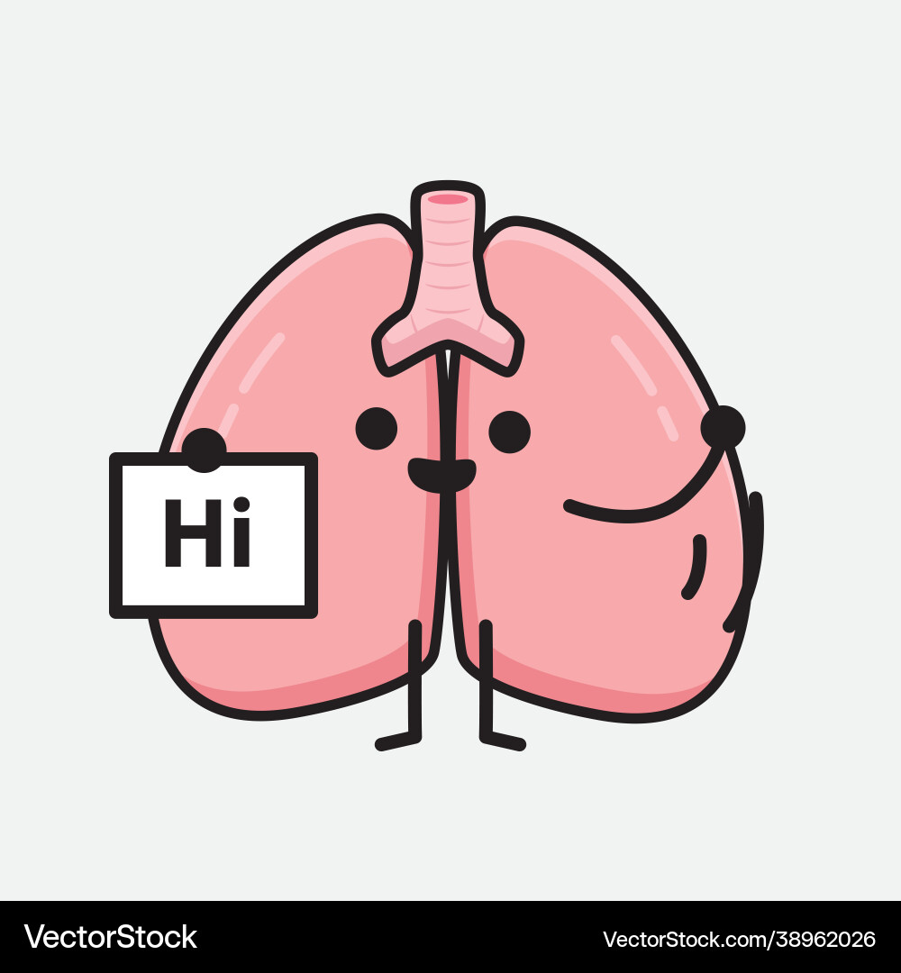 Lungs character with cute face and simple body Vector Image