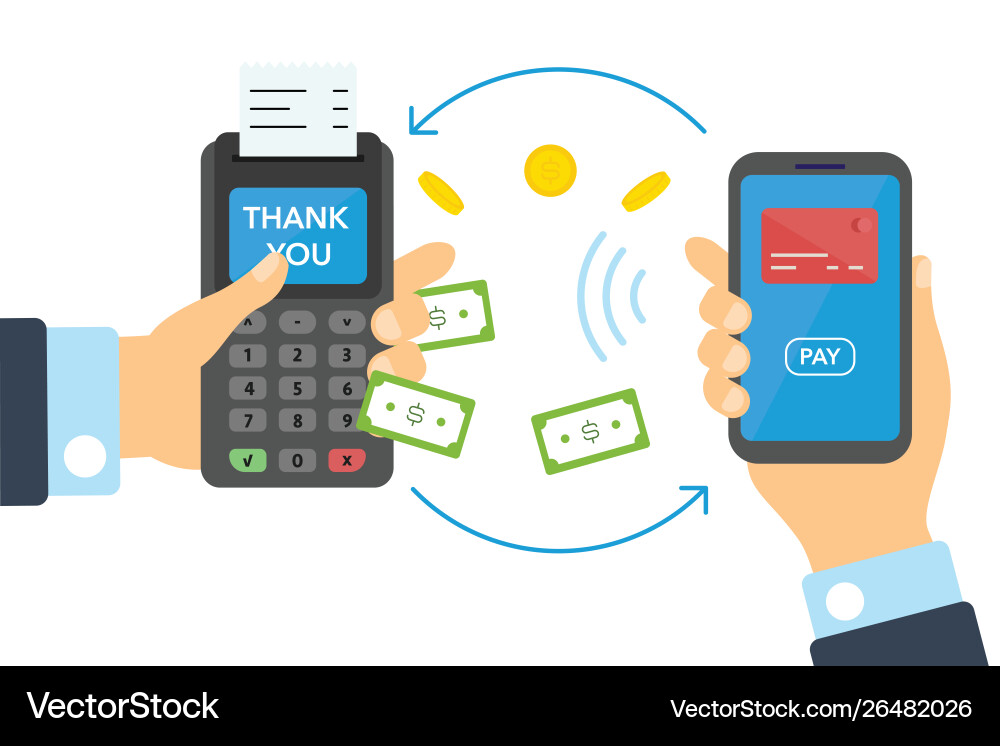 Payment machine and credit card banner Royalty Free Vector