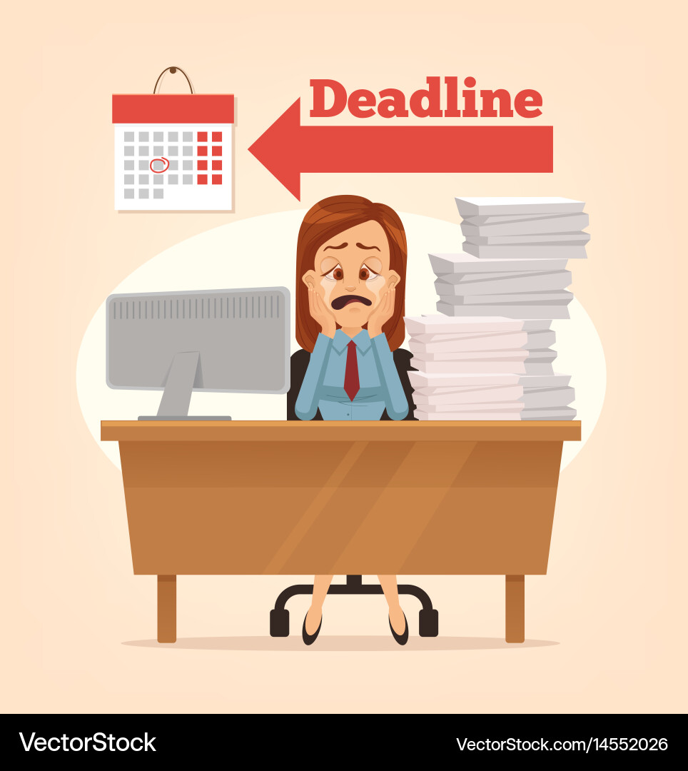 Sad unhappy office worker woman crying Royalty Free Vector