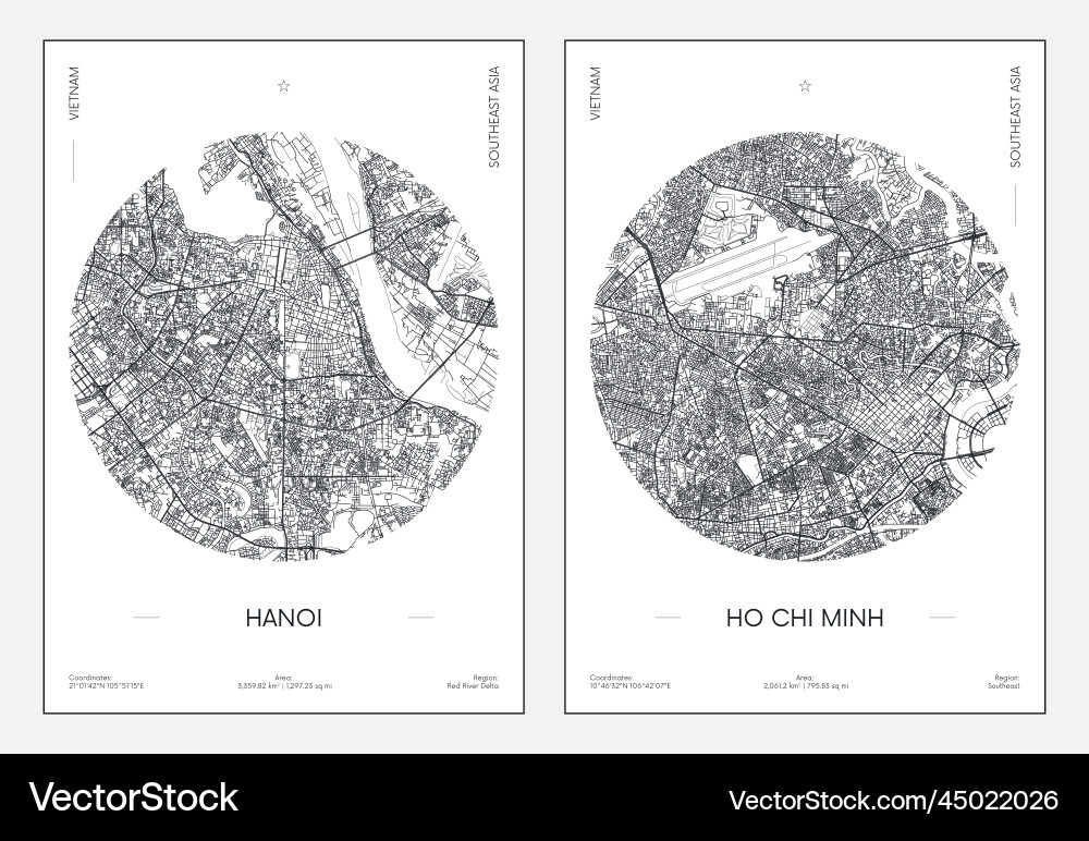 Travel poster urban street plan city map hanoi Vector Image
