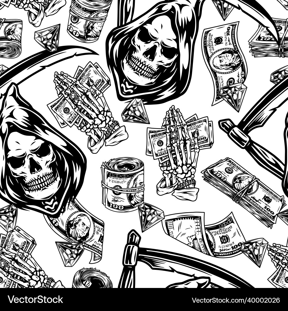 Vintage monochrome money seamless pattern Vector Image