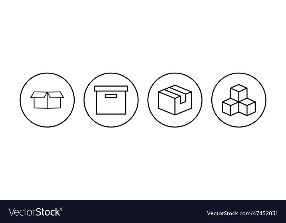 Box icon set icon package parcel Royalty Free Vector Image