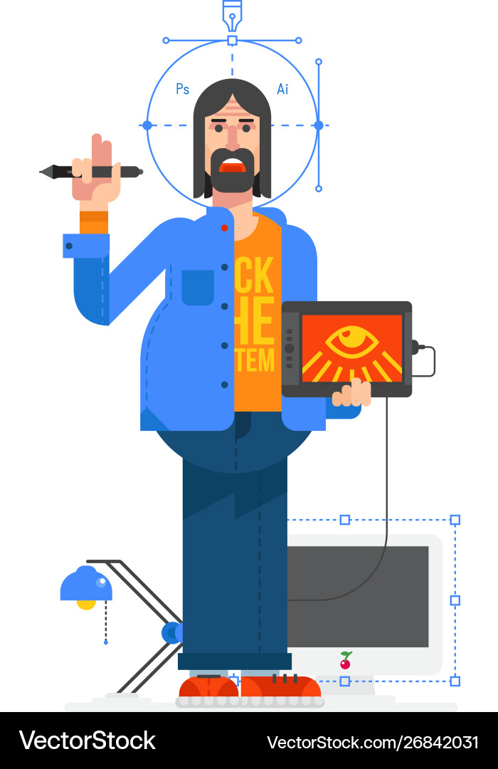 Graphic designer flat style image in a cartoon Vector Image
