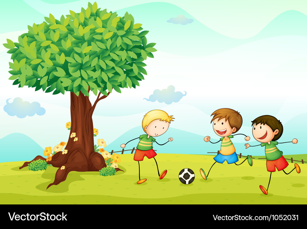 Kids playing football Royalty Free Vector Image