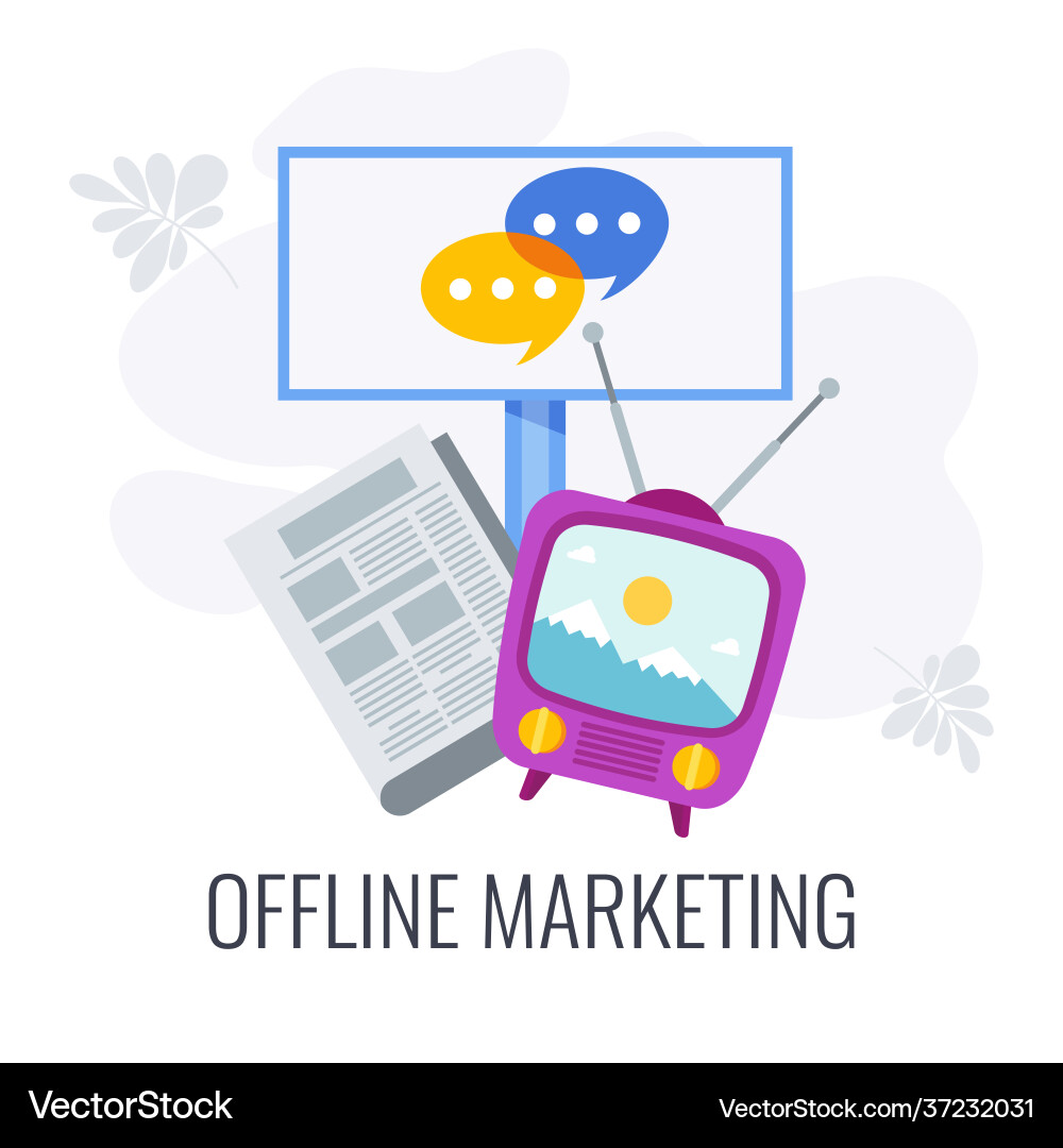 Offline marketing flat icon traditional Royalty Free Vector