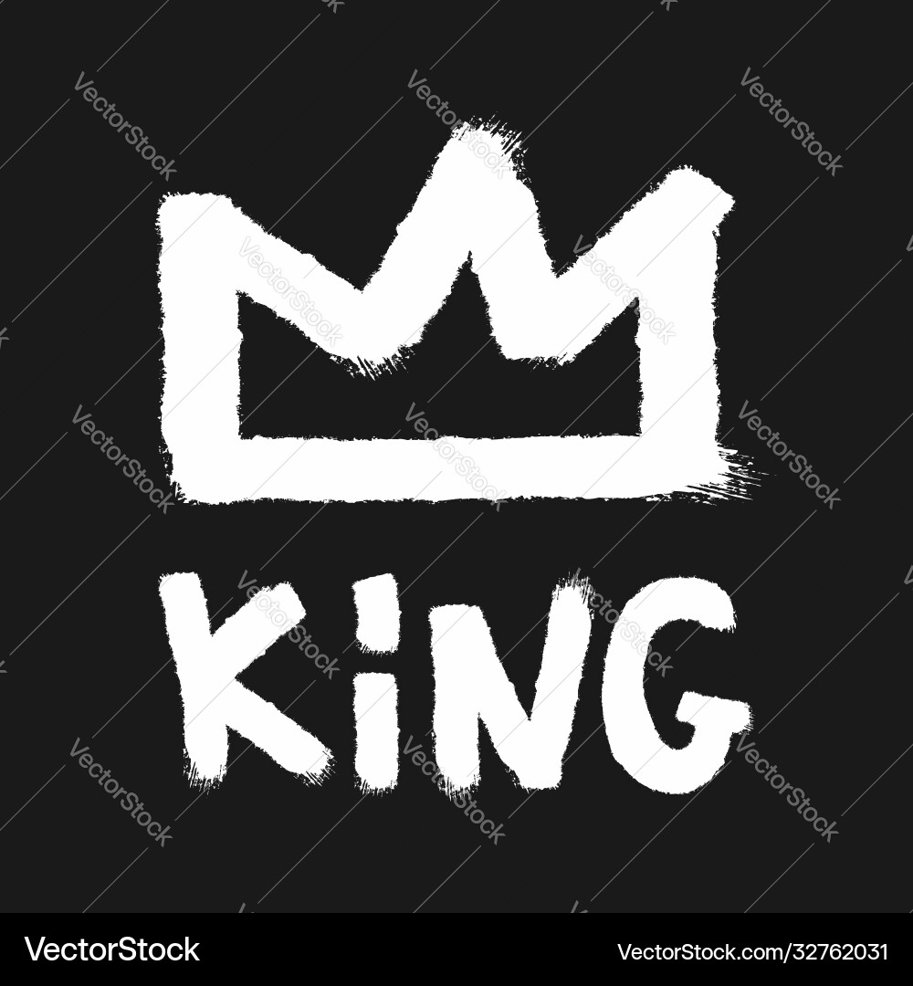 Outlines crown and handwritten text king drawn Vector Image