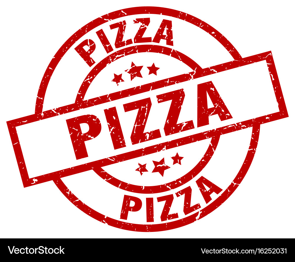 Pizza round red grunge stamp Royalty Free Vector Image