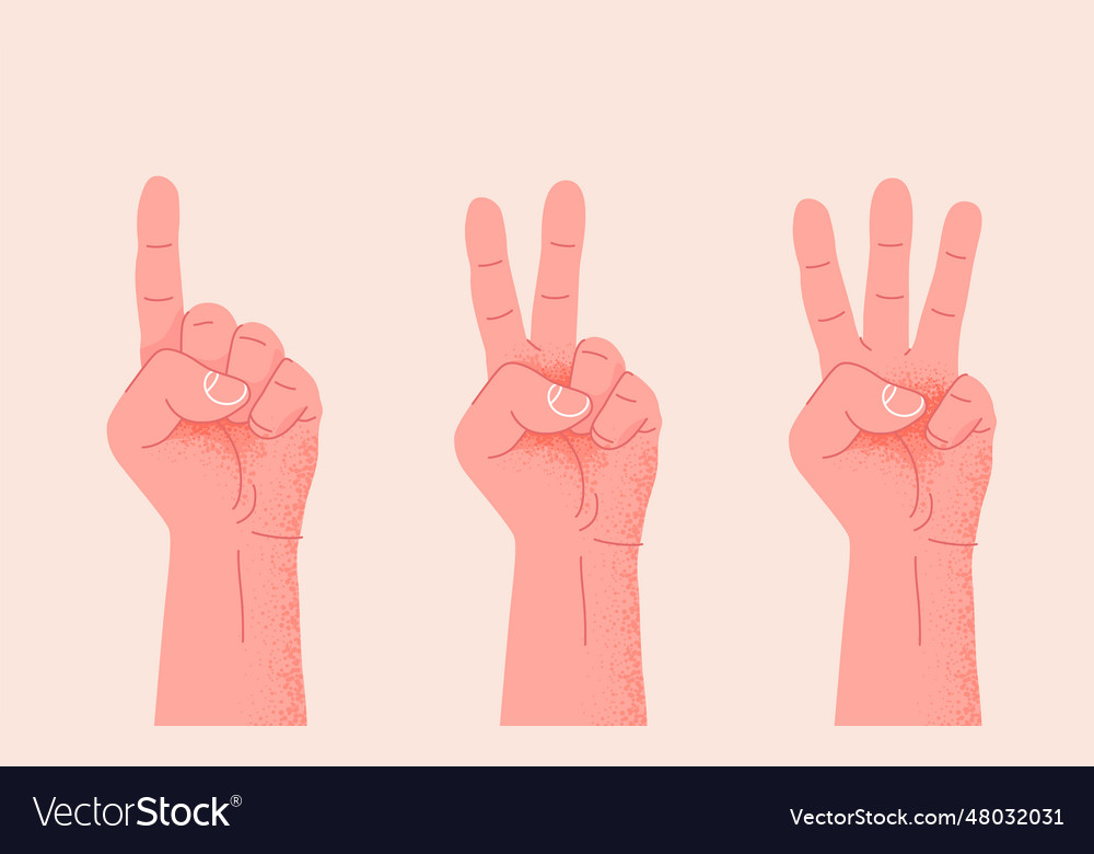 Set of counting one two three hand sign three Vector Image