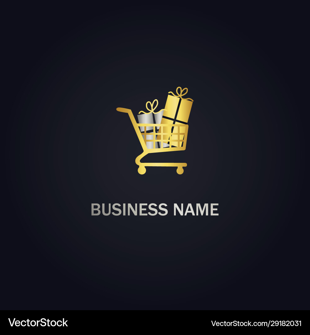 Shop gift surprise gold logo Royalty Free Vector Image