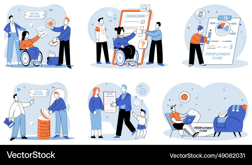 Social insurance support systems are in place Vector Image