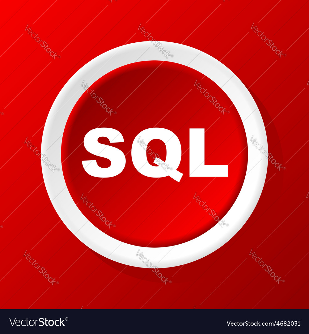 Sql icon on red Royalty Free Vector Image - VectorStock
