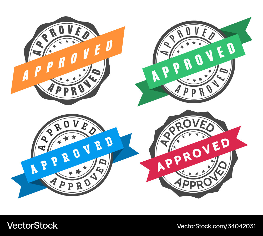 Stamp to approve with ribbon Royalty Free Vector Image