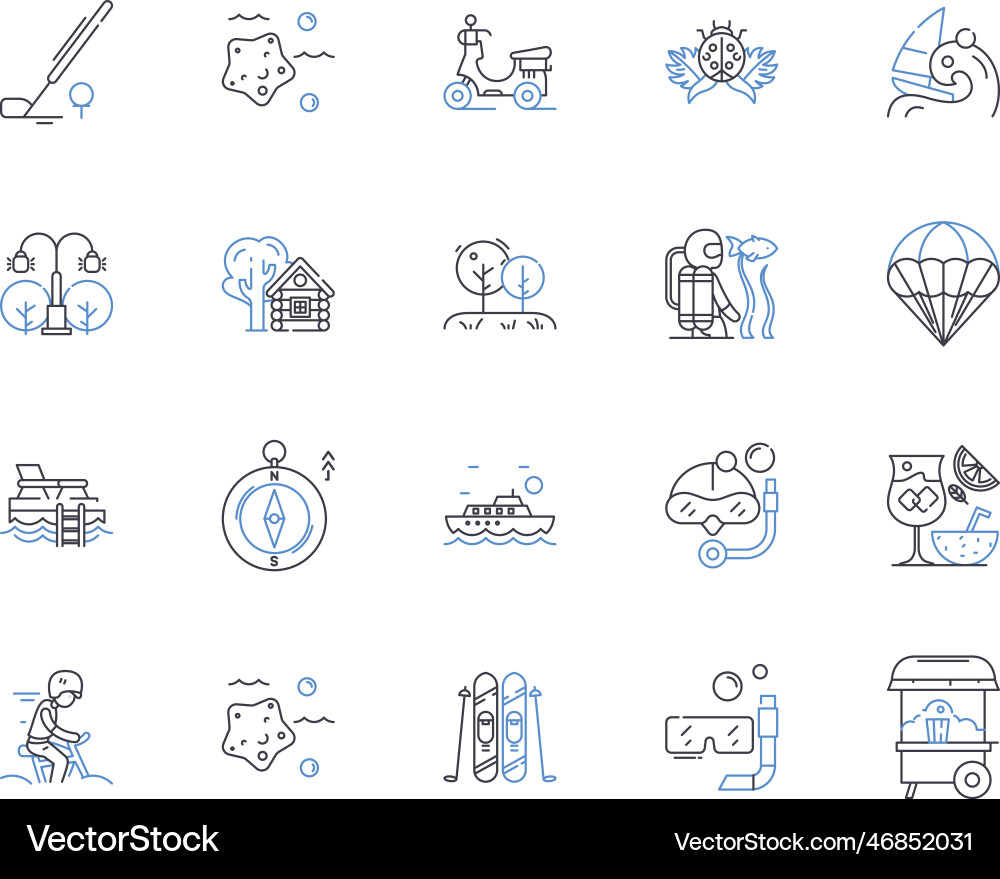 Time off line icons collection vacation leave Vector Image