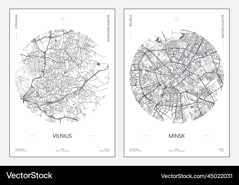 Travel poster urban street plan city map vilnius Vector Image