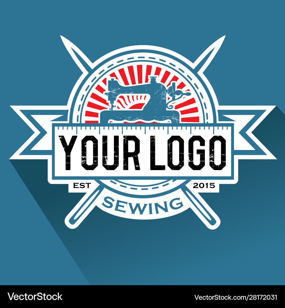 Vintage sewing machine logo shop Royalty Free Vector Image