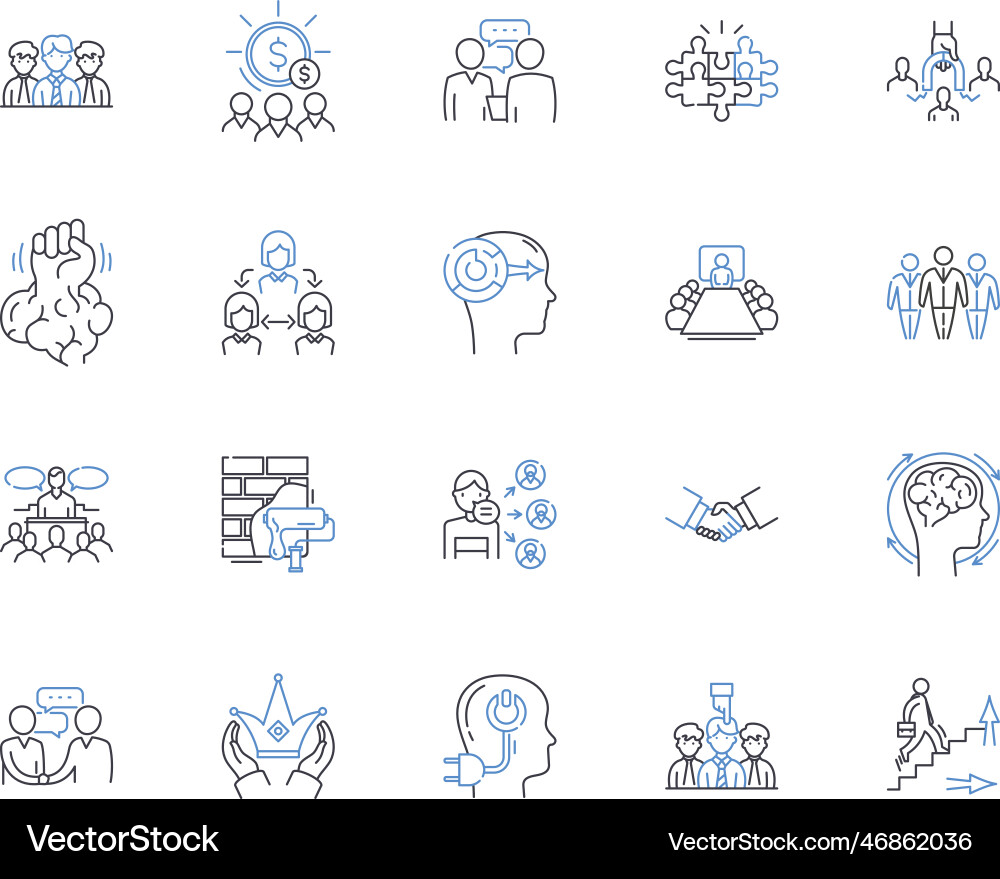 Allied association line icons collection Vector Image