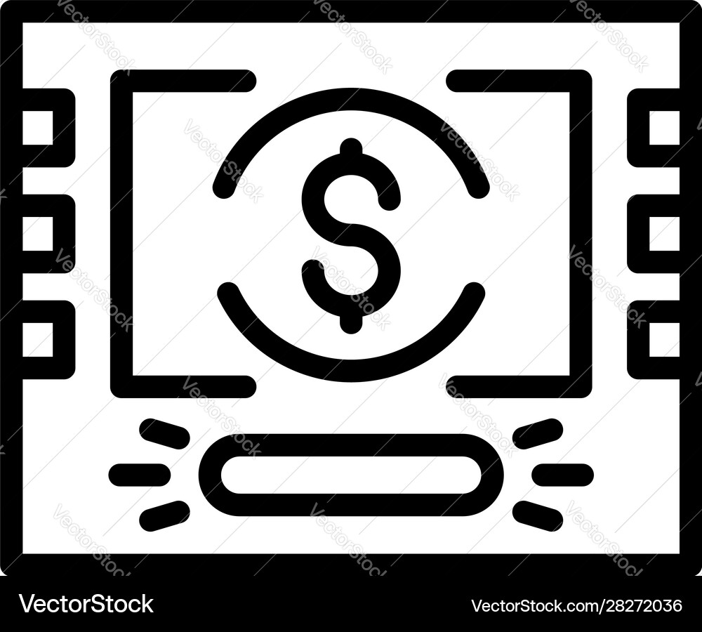 Atm money icon outline style Royalty Free Vector Image