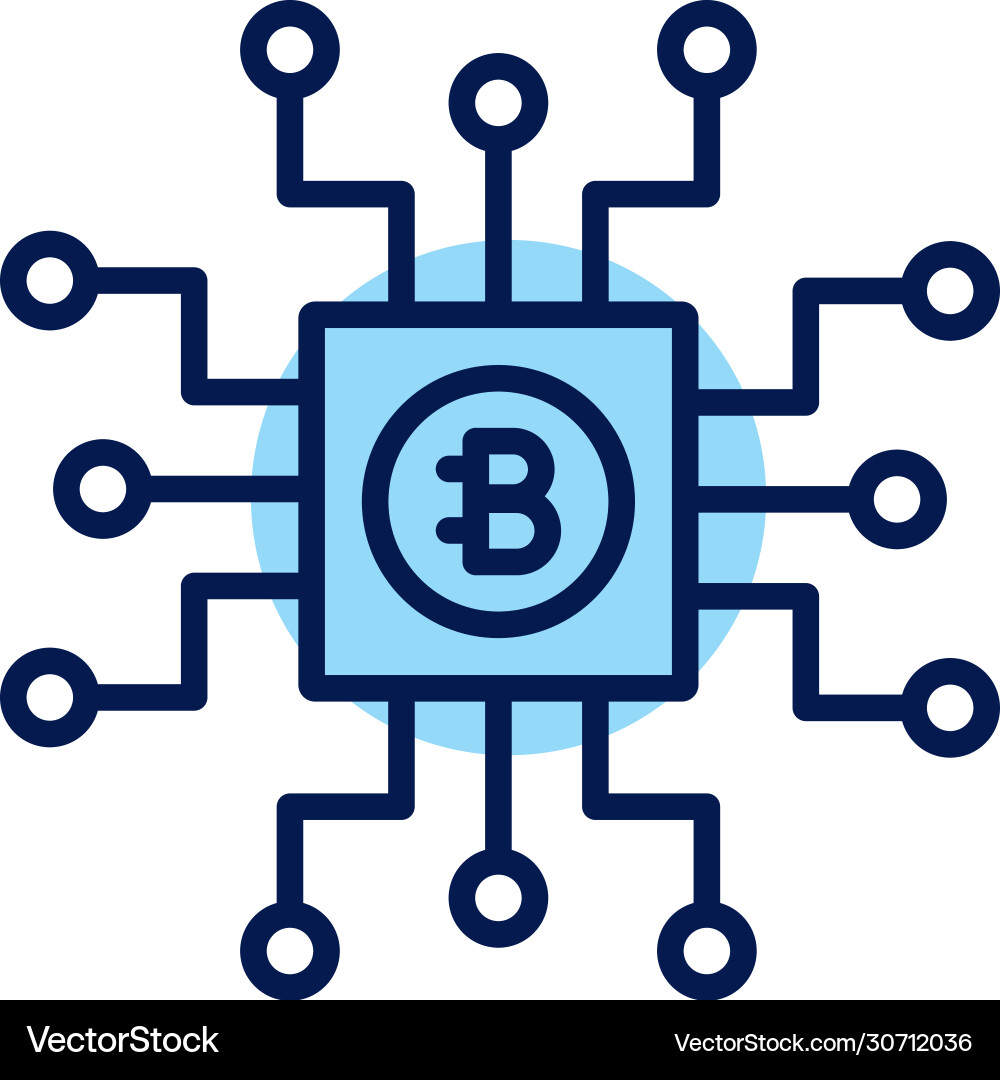 Bitecoin with circuit crypto currency line style Vector Image