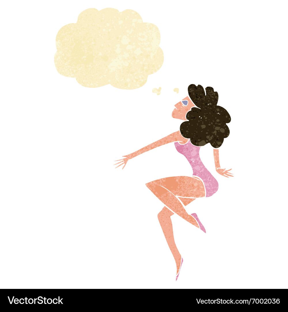 Cartoon dancing woman with thought bubble Vector Image