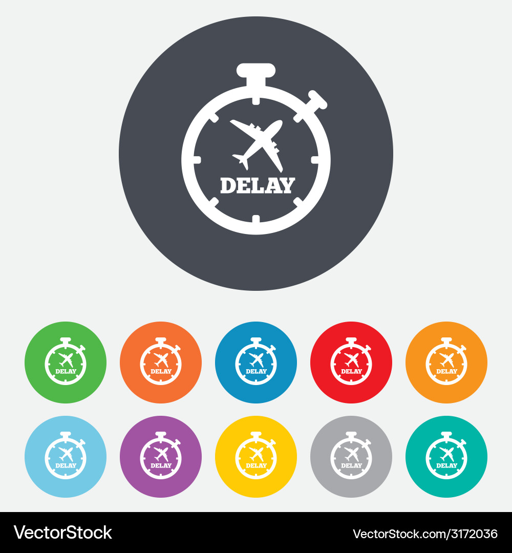 Delayed flight sign icon airport delay symbol Vector Image
