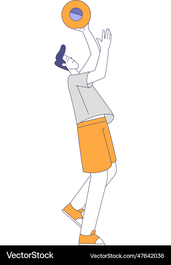 Happy man character playing frisbee throwing Vector Image